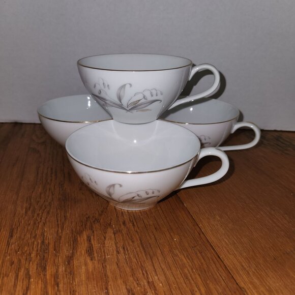 Kaysons Fine China | Dining | Set Of 4 Coffee Teacups Gray Wheat Design ...